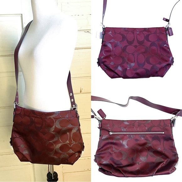 Coach | Bags | Coach Signature Fabric Metallic Hobo Bag Nwt | Poshmark